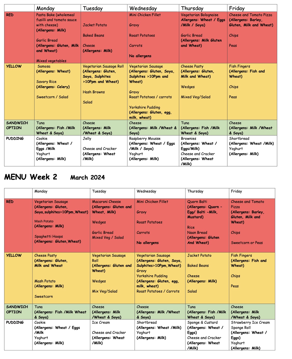 Joseph Cash Primary - School Meals